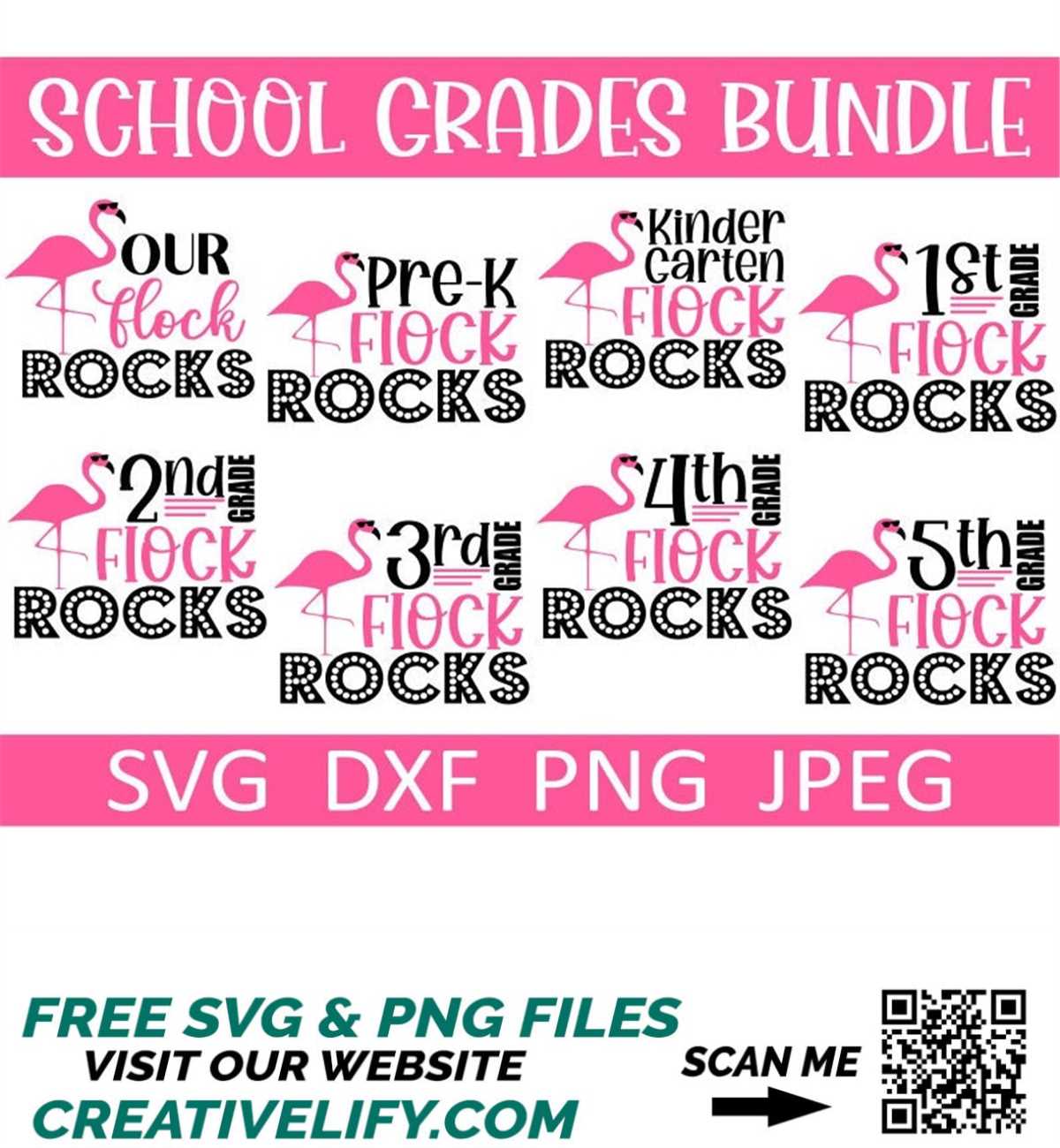 School SVG Bundle, Flamingo SVG, Our Flock Rocks SVG, Digita | Inspire ...