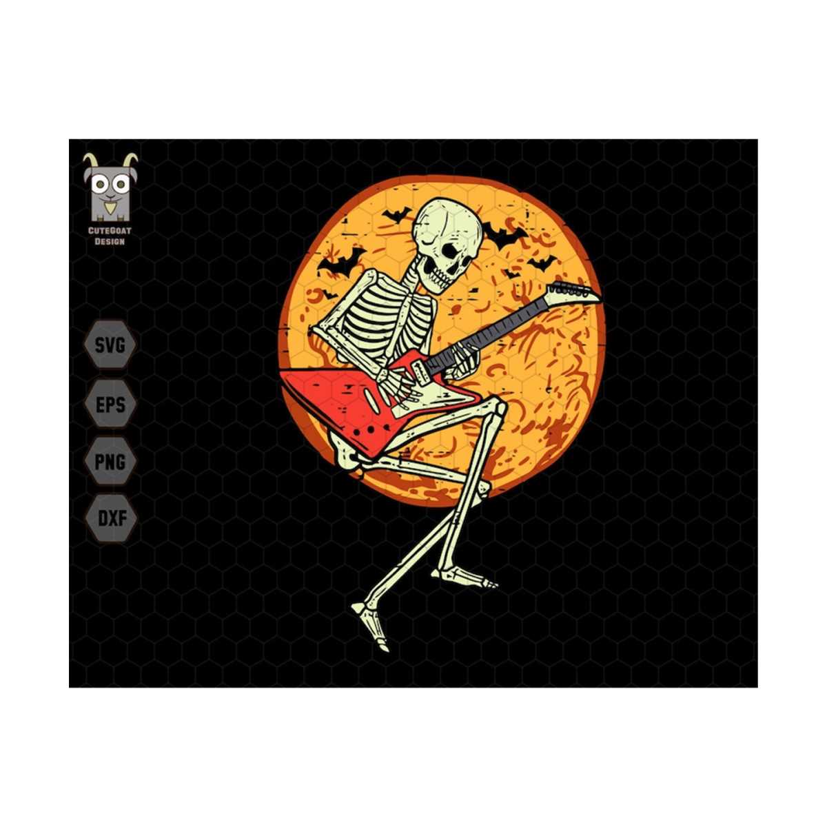 Halloween Skeleton Svg, Moon Svg, Skeleton Play Musical Inst | Inspire ...