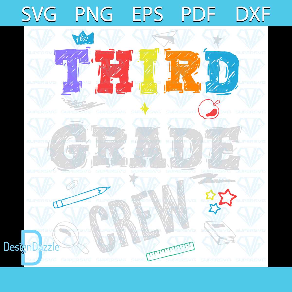 Third Grade Crew Back To School Svg | Inspire Uplift