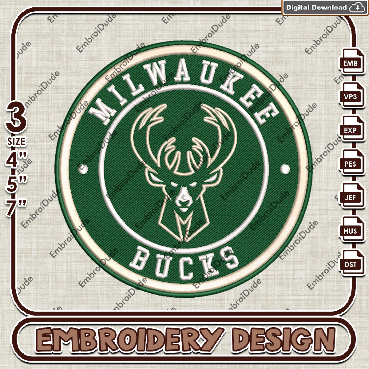 NBA Milwaukee Bucks Logo Embroidery Design, NBA Embroidery F - Inspire ...