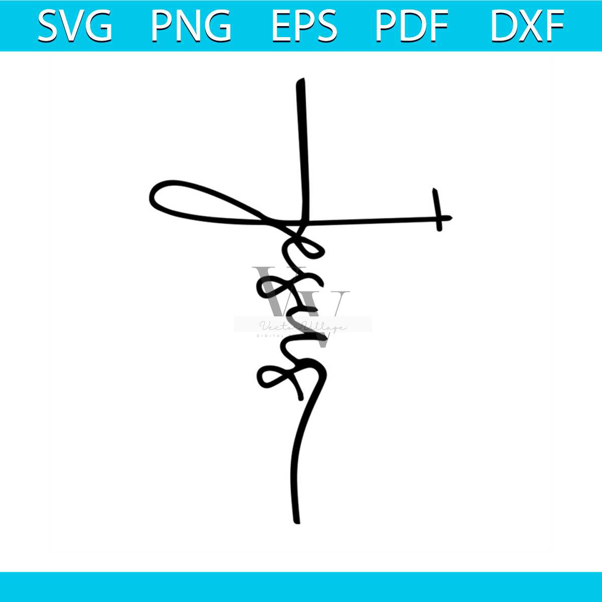 Jesus Word Cross Svg, Belief Svg, Jesus Svg, Cross Svg - Inspire Uplift