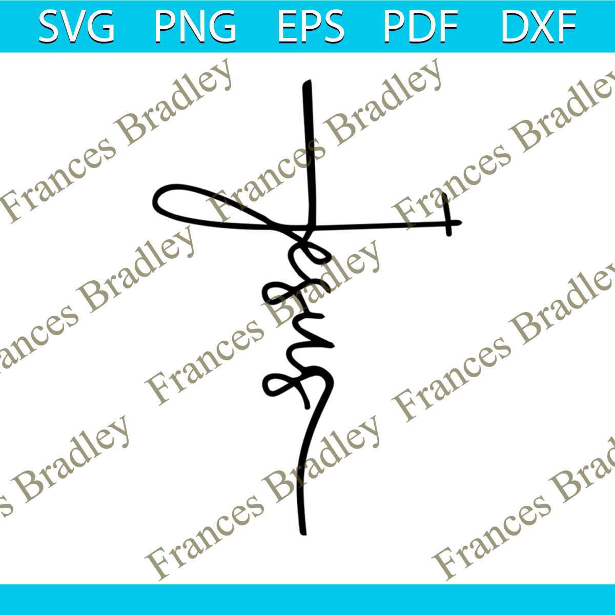 Jesus Word Cross Svg, Belief Svg, Jesus Svg, Cross Svg - Inspire Uplift