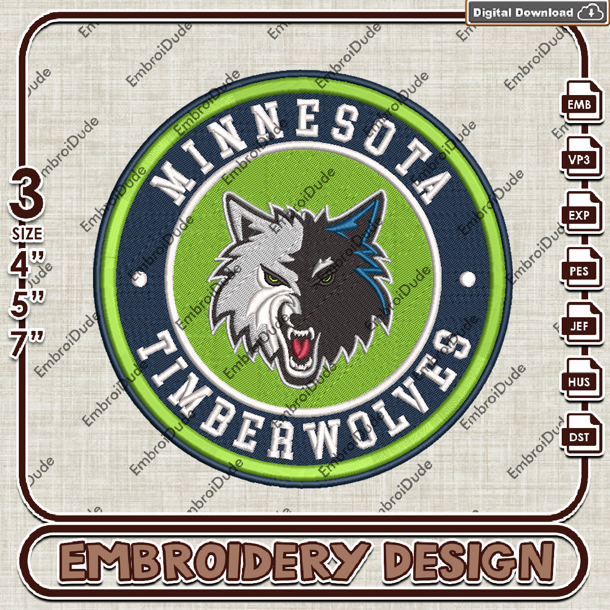 NBA Minnesota Timberwolves Logo Embroidery Design, NBA Embro | Inspire ...