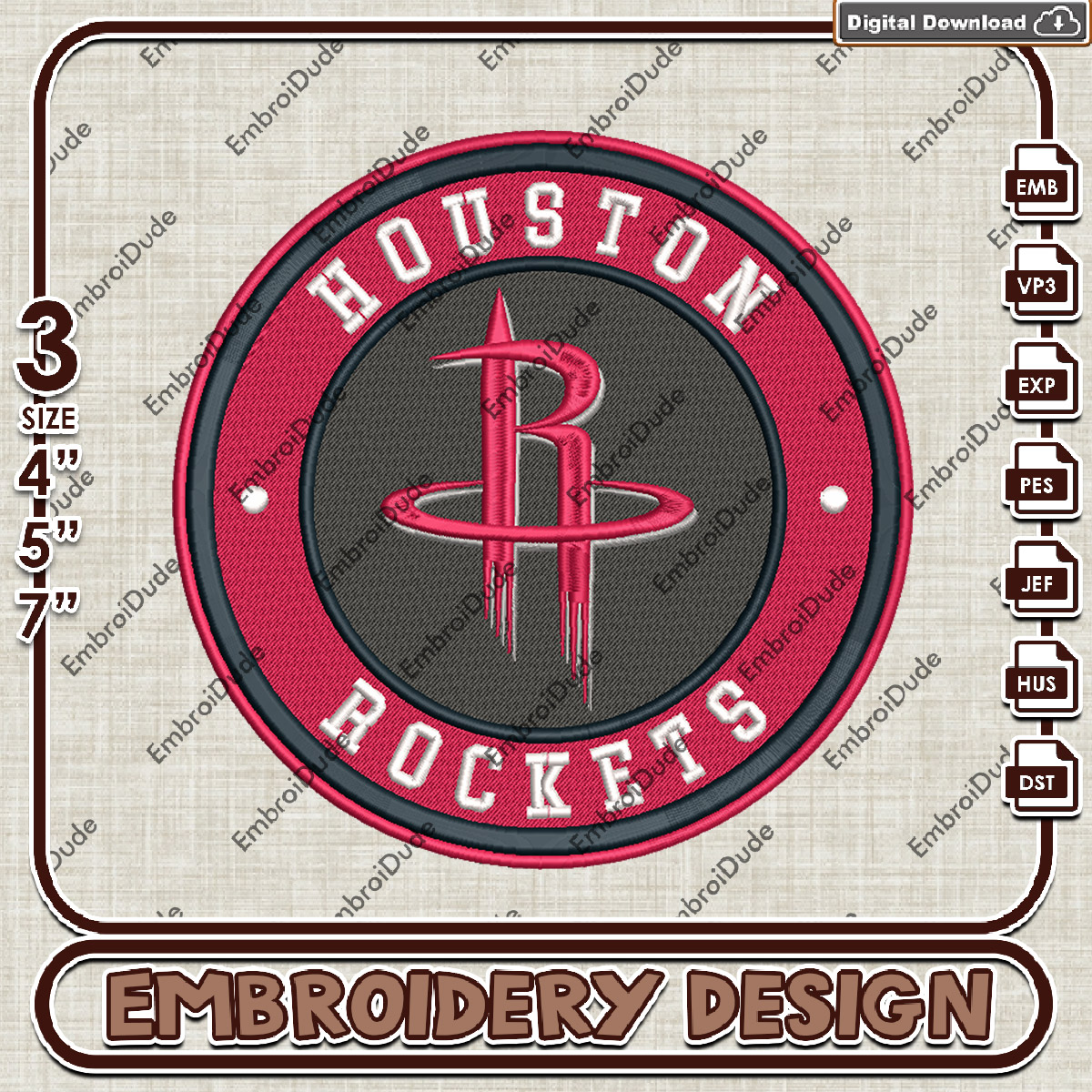 NBA Houston Rockets Logo Embroidery Design, NBA Embroidery F - Inspire ...