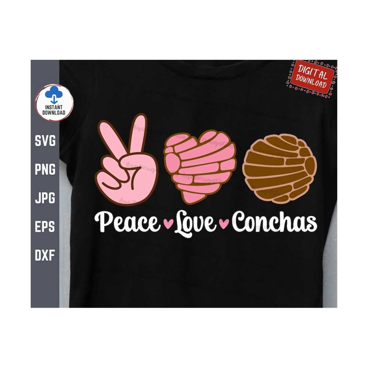 Peace Love Conchas Svg, Funny Concha Bra Svg, Concha Pan Dul | Inspire ...