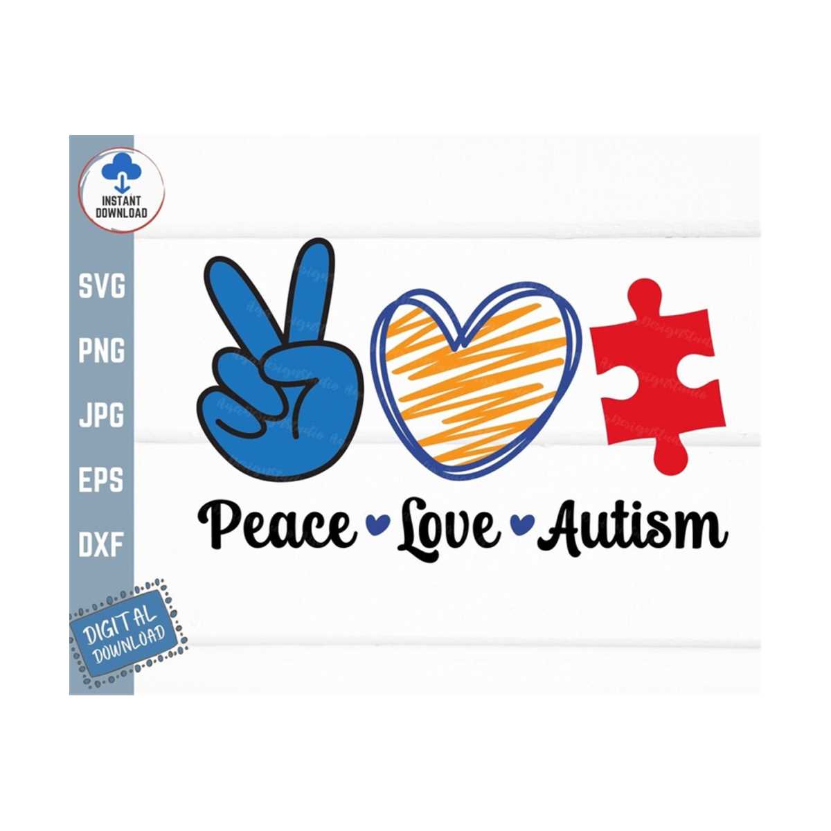 Peace Love Autism Svg, Autism Awareness Day Svg, Autism Puzz | Inspire ...