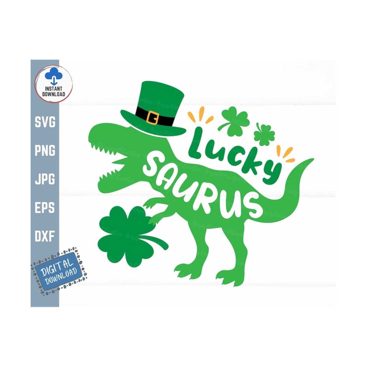 Lucky Saurus T-Rex Svg, Lucky Saurus Svg, St. Patricks T-Rex | Inspire Uplift