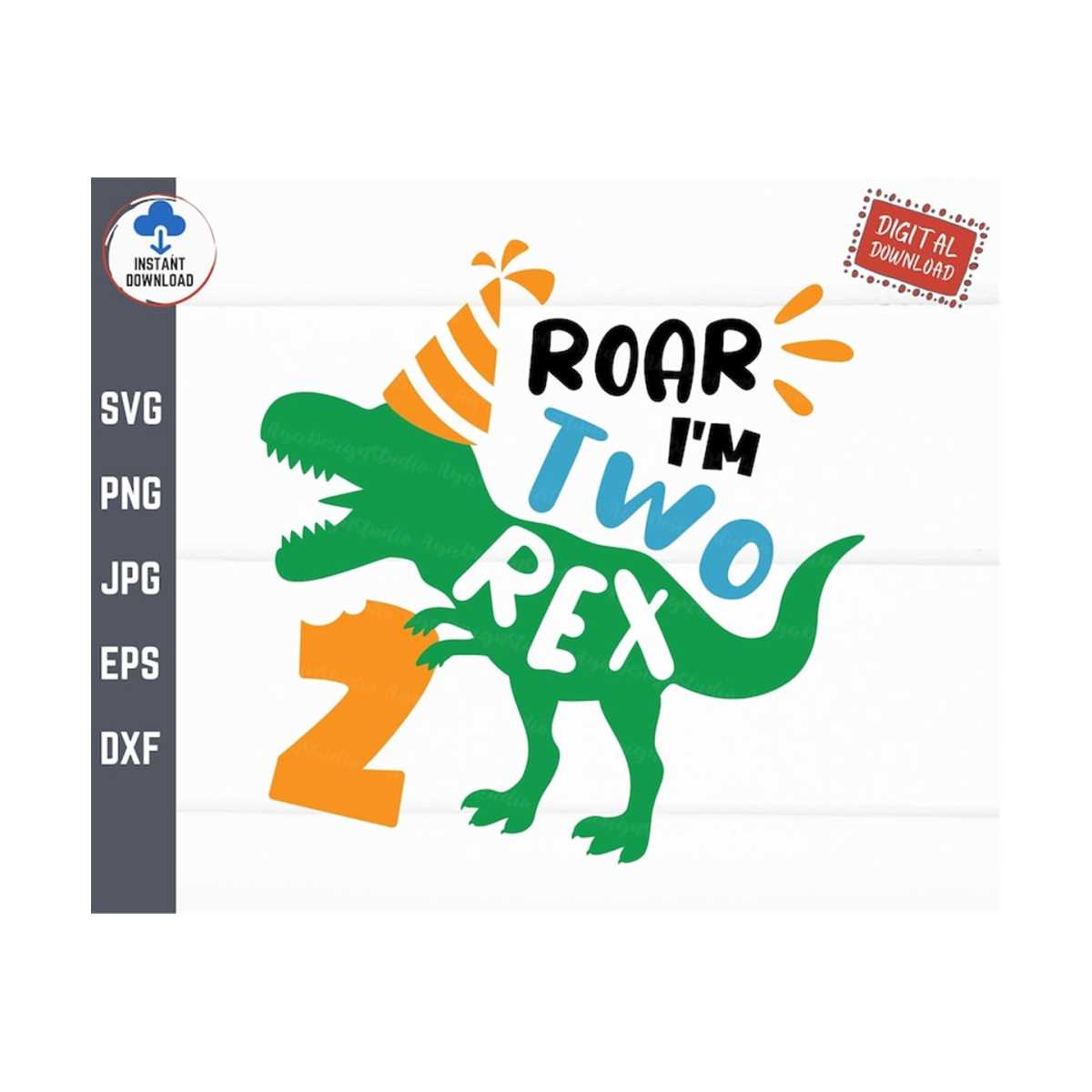 Roar I'm Two Rex Svg, Two Rex Birthday Svg, 2nd Birthday Kid | Inspire Uplift