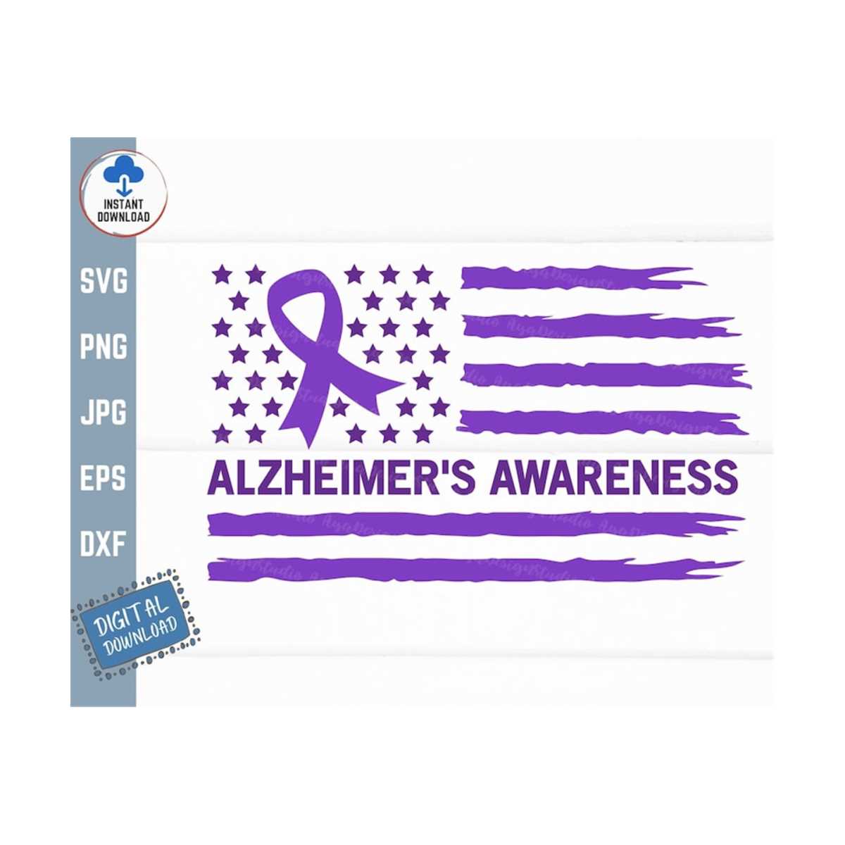 Alzheimer's Awareness Ribbon American Flag Svg, Alzheimer Fi | Inspire ...