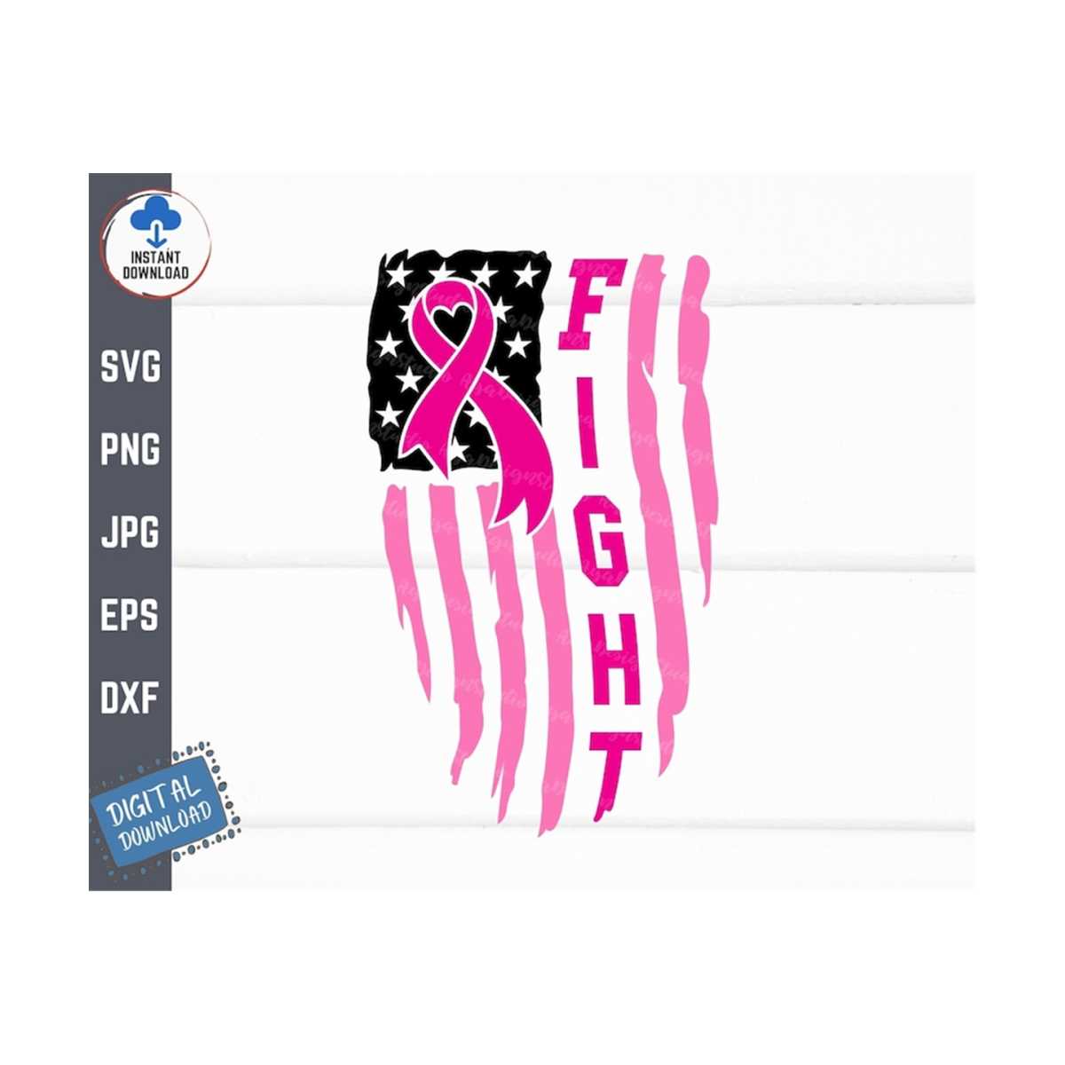 Breast Cancer Ribbon American Flag Svg, Fight Breast Cancer | Inspire ...
