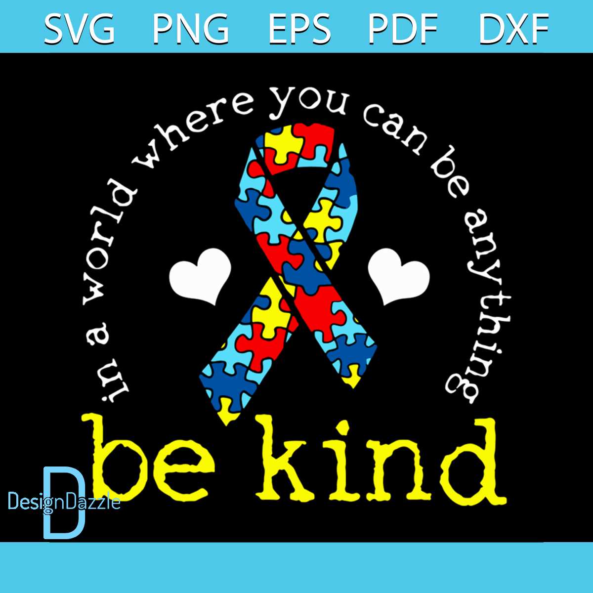 Be Kind Autism Puzzle Ribbon Svg, Autism Svg, Autism Awarene | Inspire ...