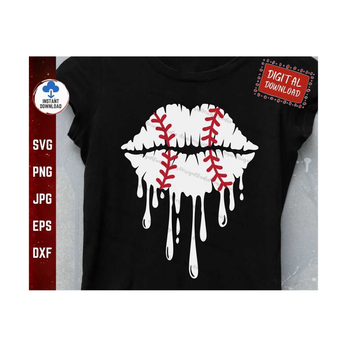 Baseball Lips Svg, Baseball Dripping Lips Svg, Love Baseball | Inspire ...