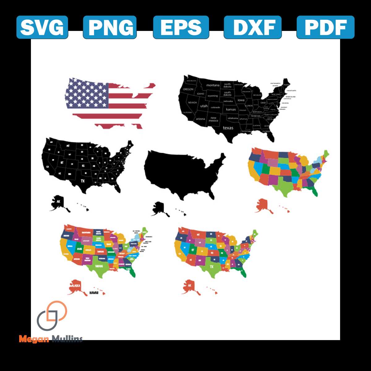 USA Map Bundle Svg, Nation Svg, United States Svg, America M | Inspire ...