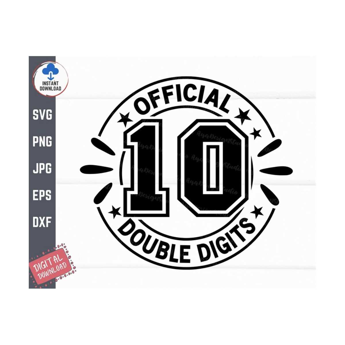 Official 10 Double Digits Svg, Tenth Kids Birthday Svg, Peac | Inspire ...
