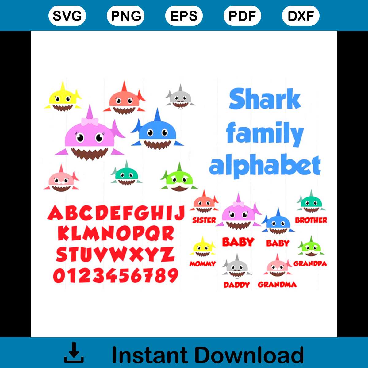 Shark Family Alphabet Svg, Font Svg, Shark Svg, Shark Family - Inspire ...