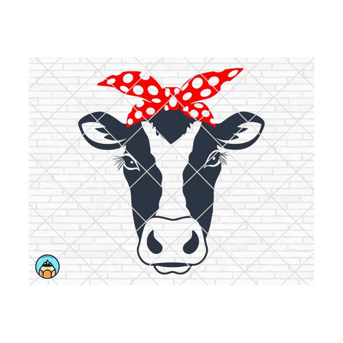 Cow With Bandana SVG | Cow Bandana SVG | Cow Face SVG | Heif | Inspire ...