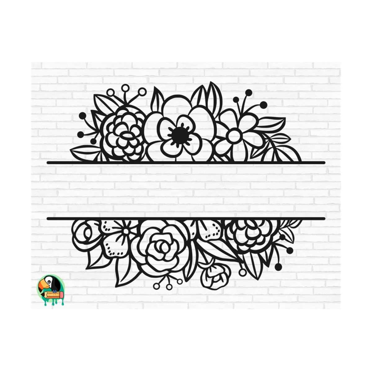 Split Floral Frame SVG, Floral Border svg, Flower Monogram s | Inspire ...