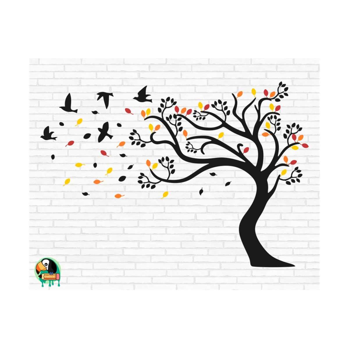 Autumn Tree and Birds SVG, Fall Tree Svg, Autumn Tree Svg, A | Inspire ...