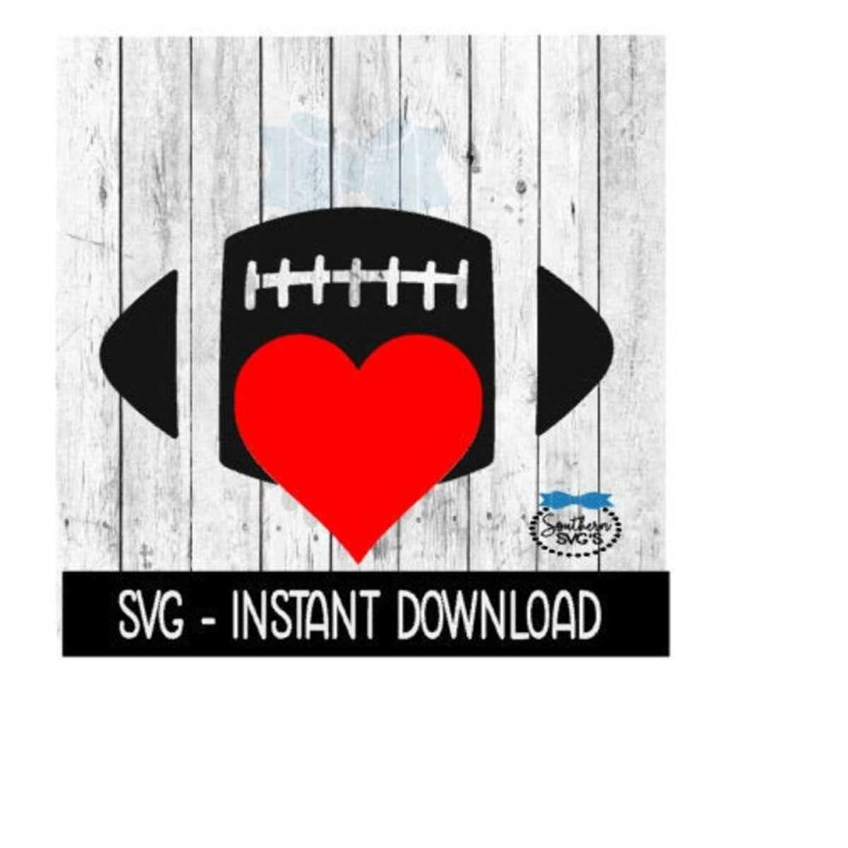 Football With Heart Cutout SVG, Football SVG Files, Instant - Inspire ...
