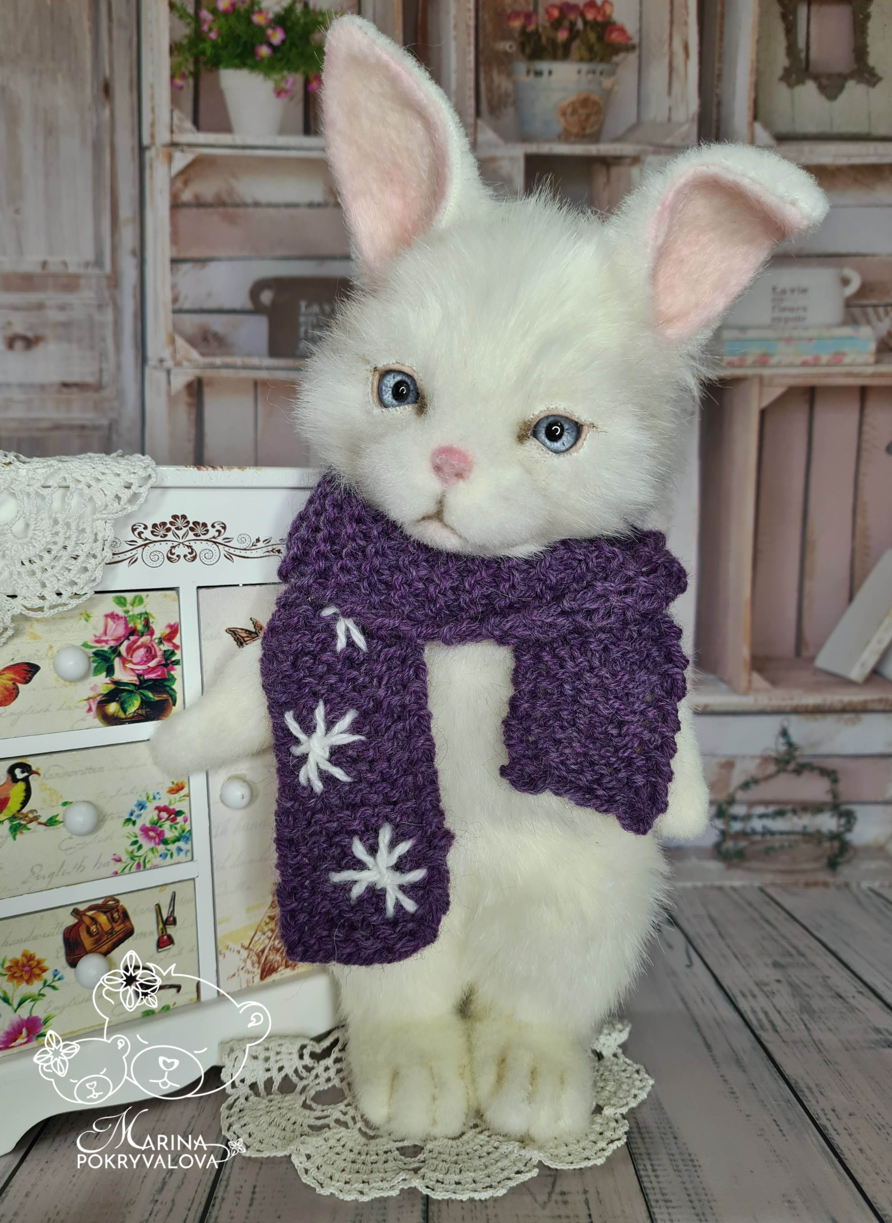 Handmade poseable toy bunny. Cute white bunny. Plush bunny n | Inspire ...