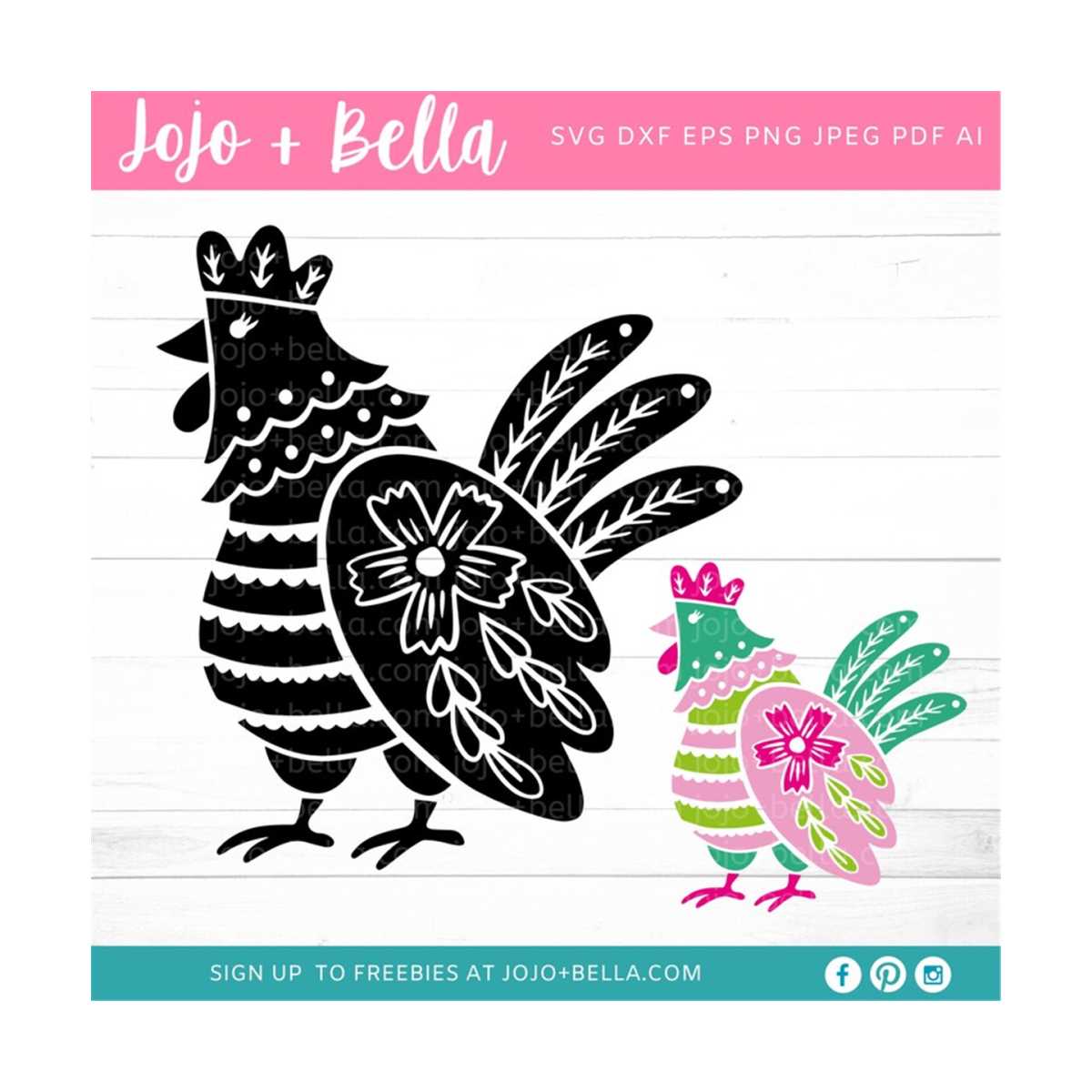 Chicken Svg, Chicken cut file, Folk Chicken Svg, farm Svg, R - Inspire ...