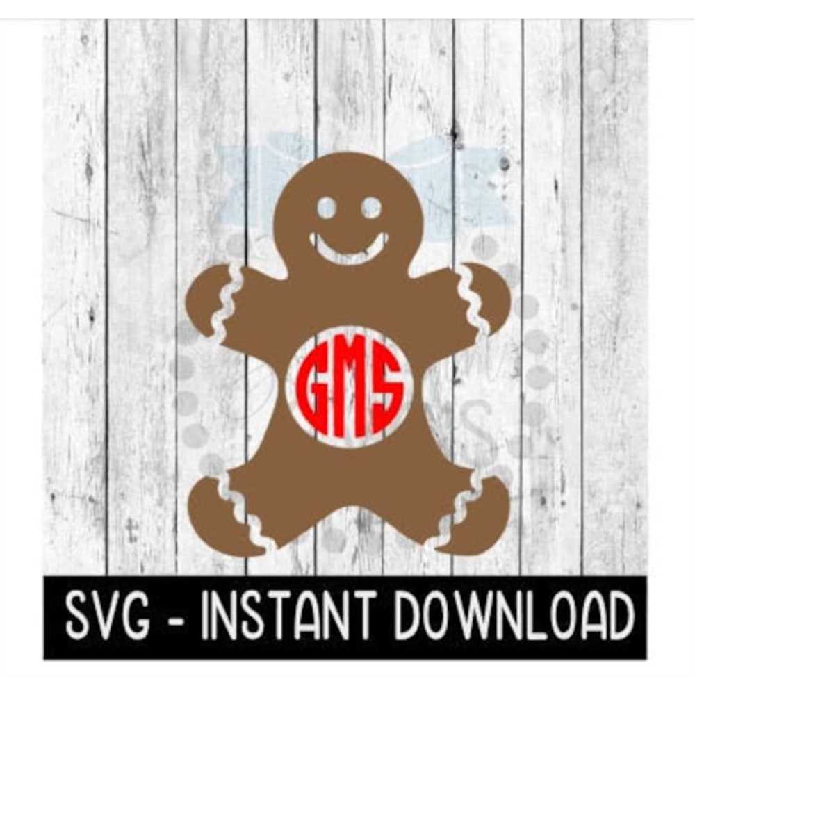 Christmas SVG, Gingerbread Man Monogram Frame, Gingerbread W | Inspire ...