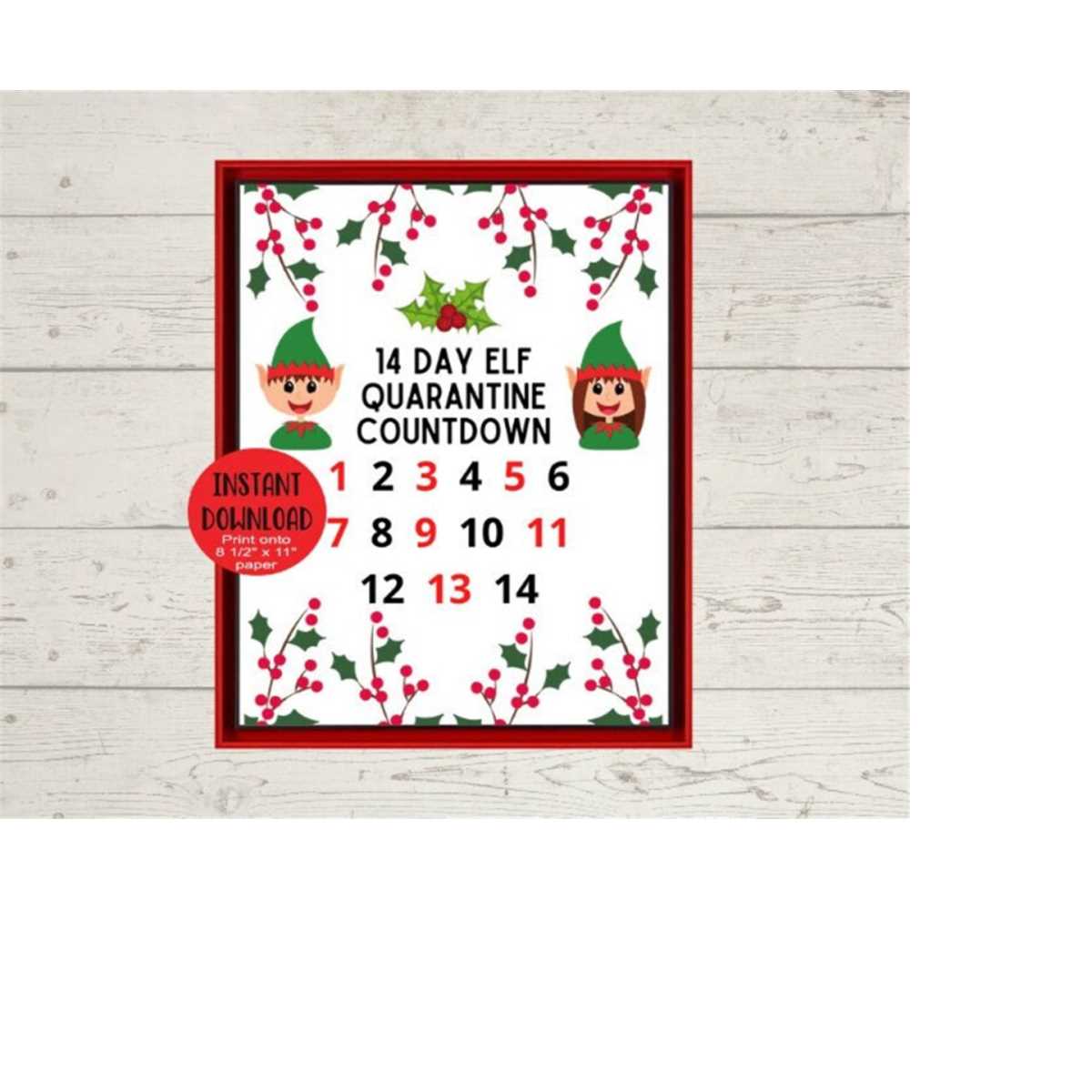 Elf Quarantine Countdown, Printable Elf 2 Week Quarantine Co | Inspire ...