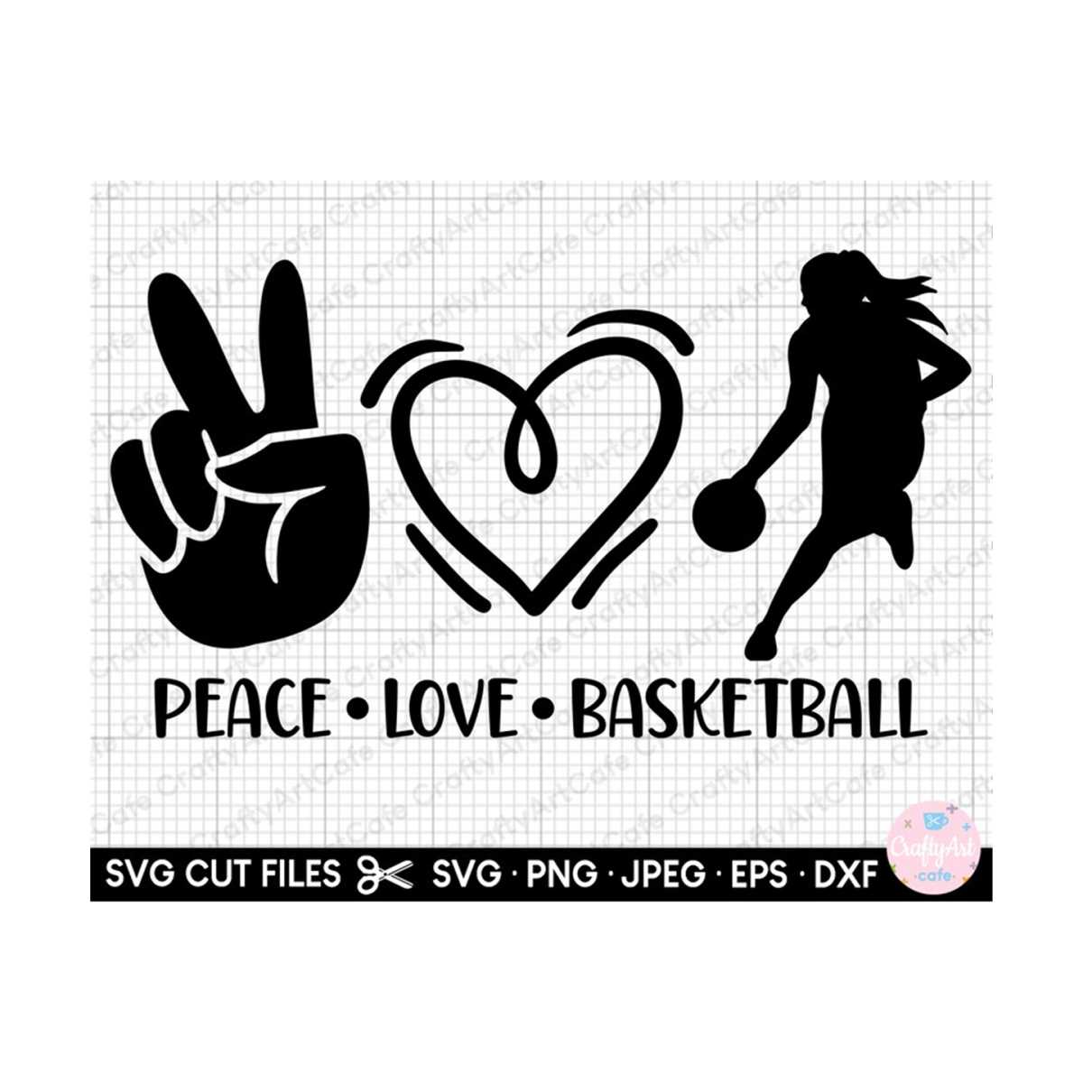 basketball girl svg png peace love basketball - Inspire Uplift