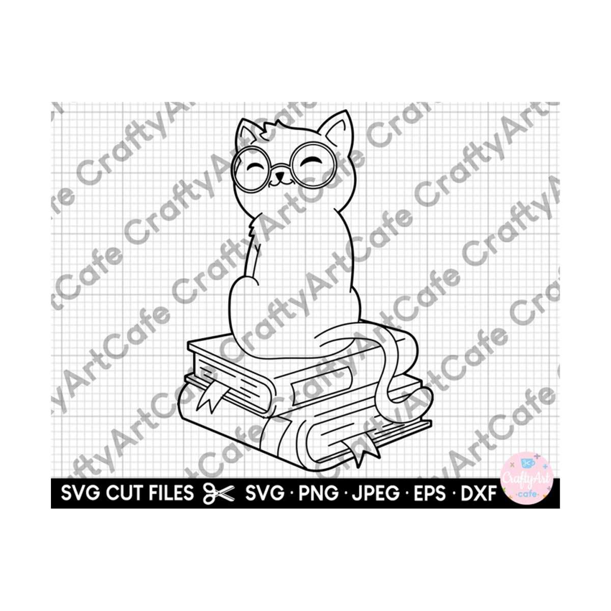 cats books cat on books cut file svg png clipart illustratio | Inspire ...