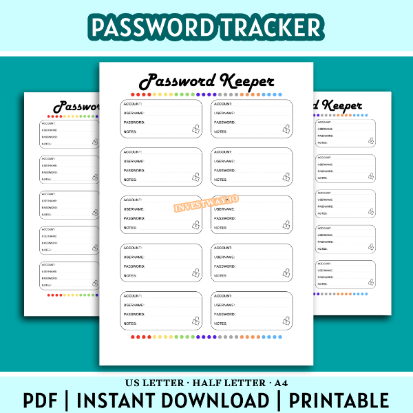 Password Keeper Printable: Lock Up Your Passcodes – Instant - Inspire ...
