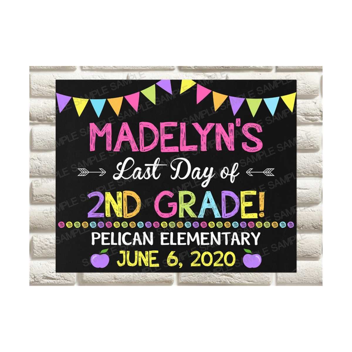Last Day of 2nd Grade Sign, Last Day of Preschool Sign, Last | Inspire ...