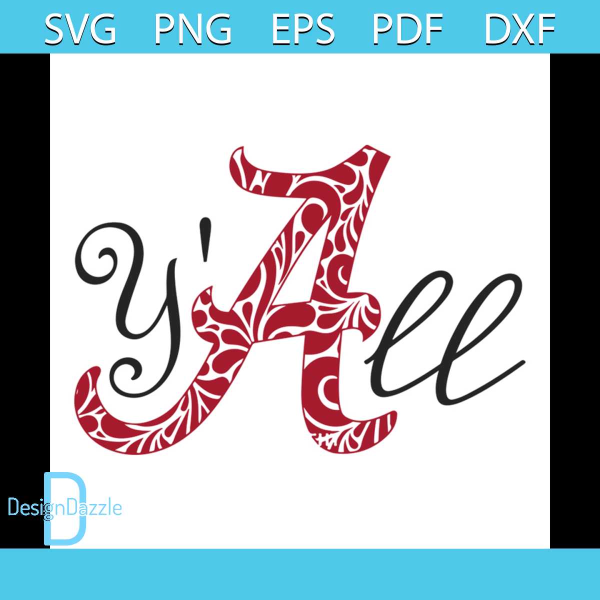 Alabama Crimson Tide Swirl 'Y'All' svg | Inspire Uplift