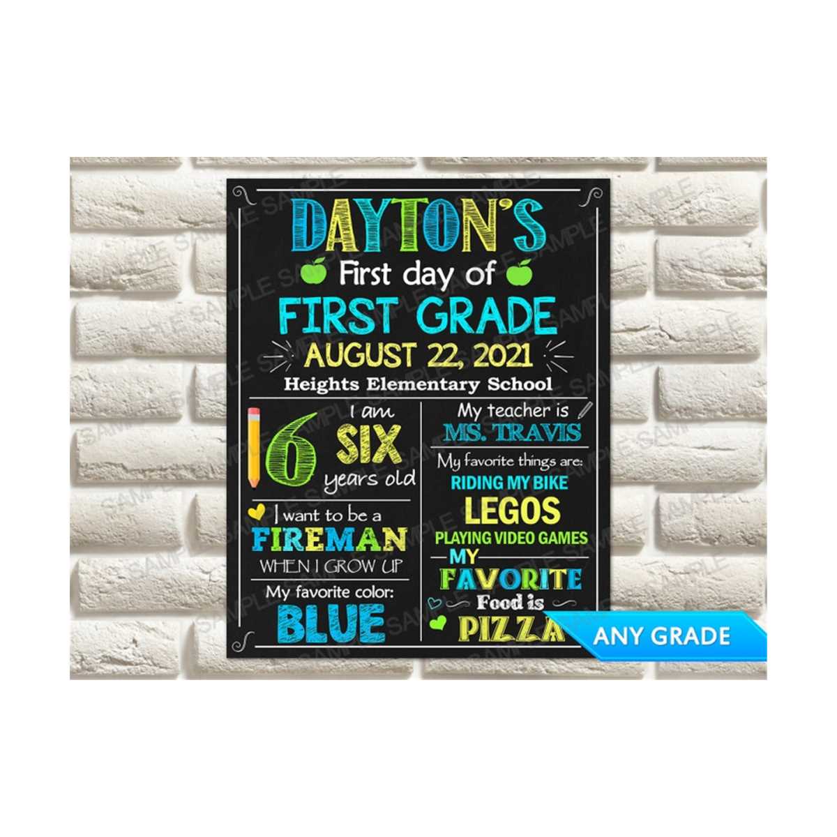 Last Day of First Grade Chalkboard Sign, First Day of Kinder | Inspire ...
