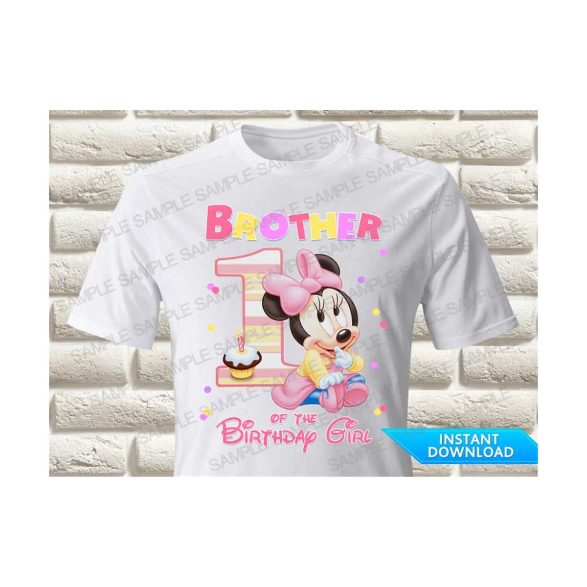Baby Minnie Mouse Brother of the First Birthday Girl Iron On | Inspire ...