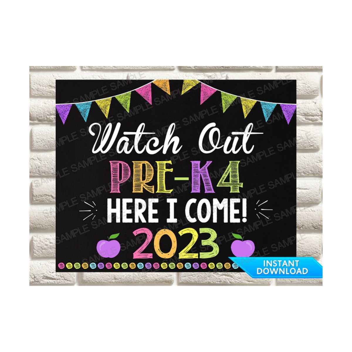 Watch Out Pre-K 4 Here I Come Sign, First Day of School Sign | Inspire ...