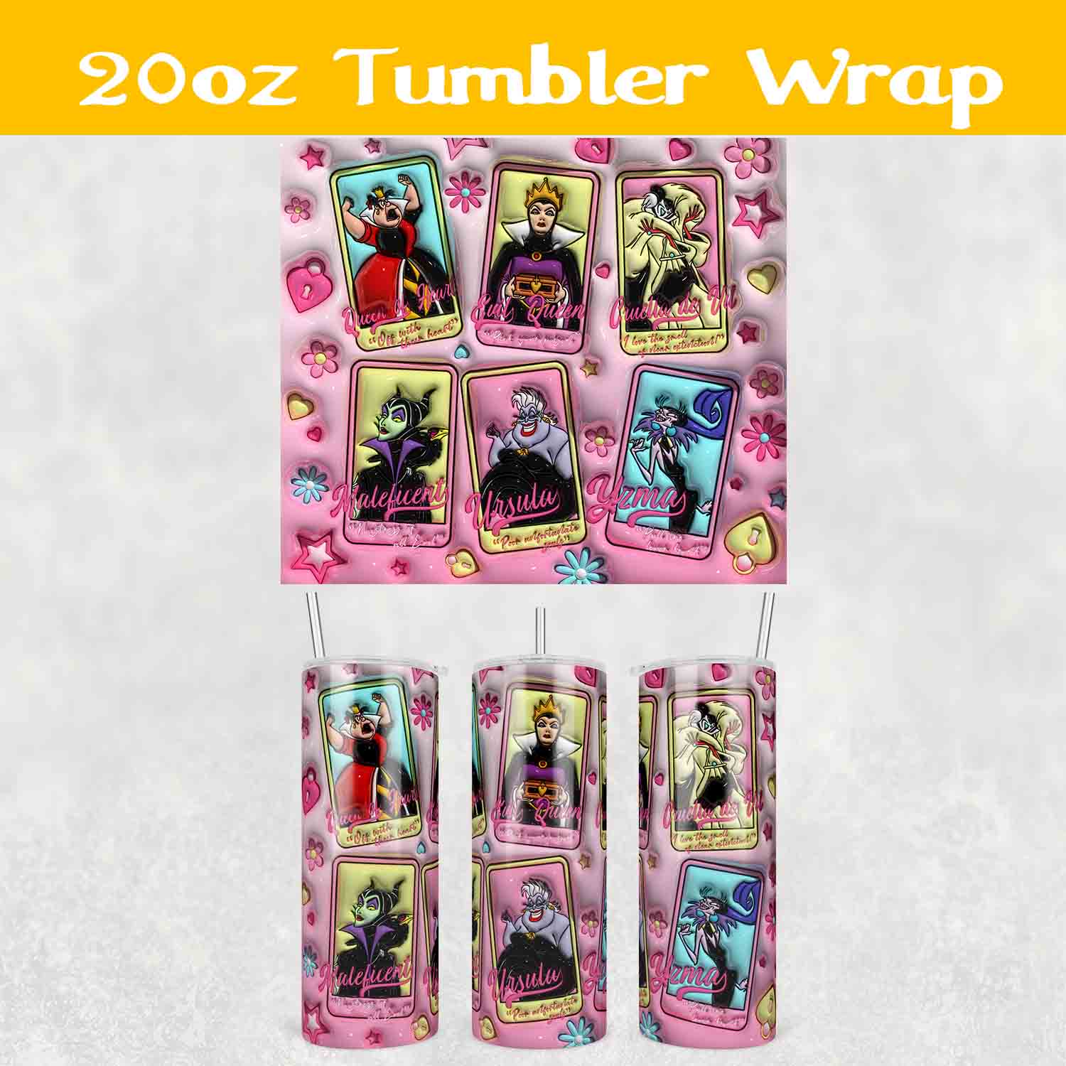 3D Inflated Halloween Villain Characters Tumbler Wrap PNG, H | Inspire ...