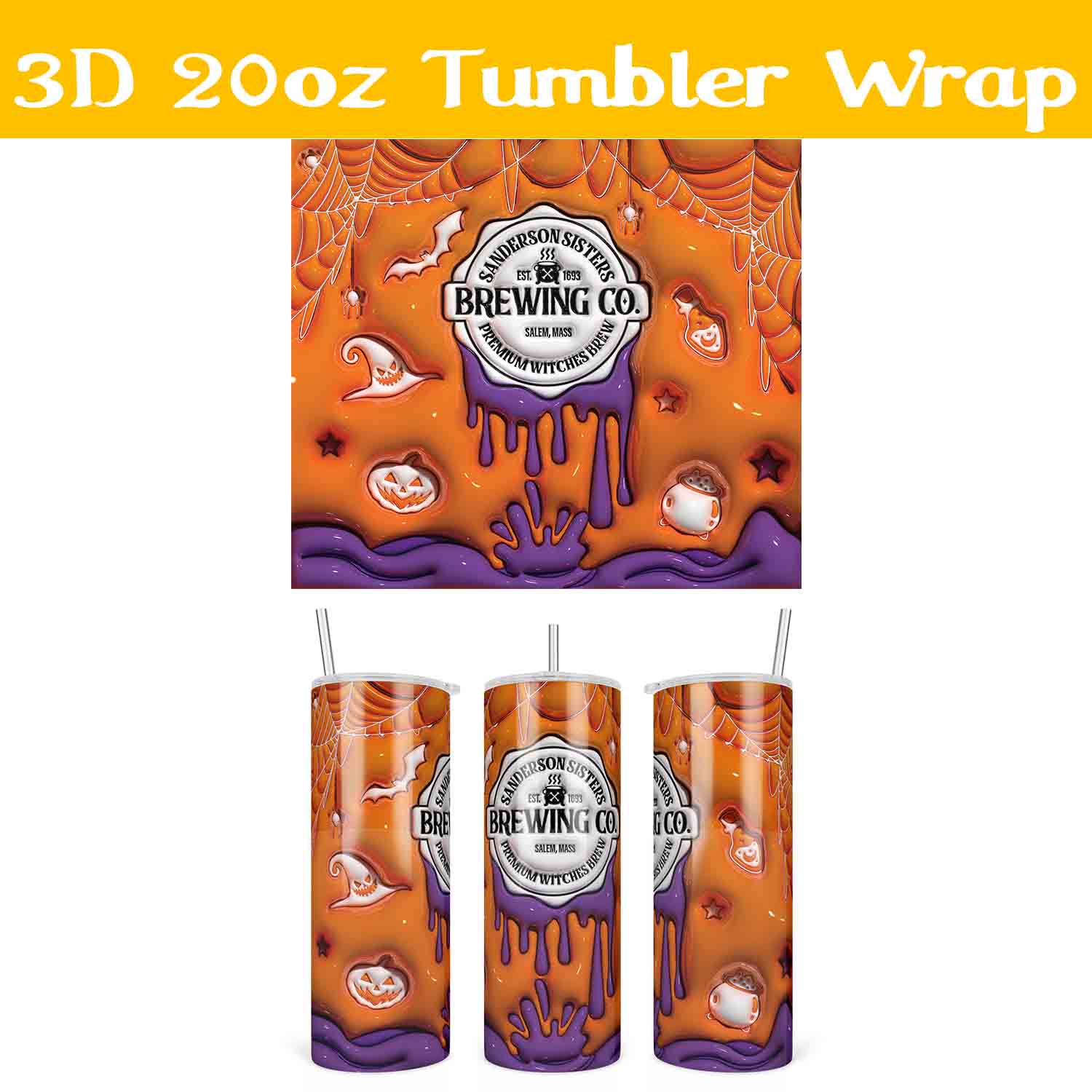 3D Inflated 3d Hocus Pocus Brewing Co Tumbler Wrap PNG, Hall | Inspire ...