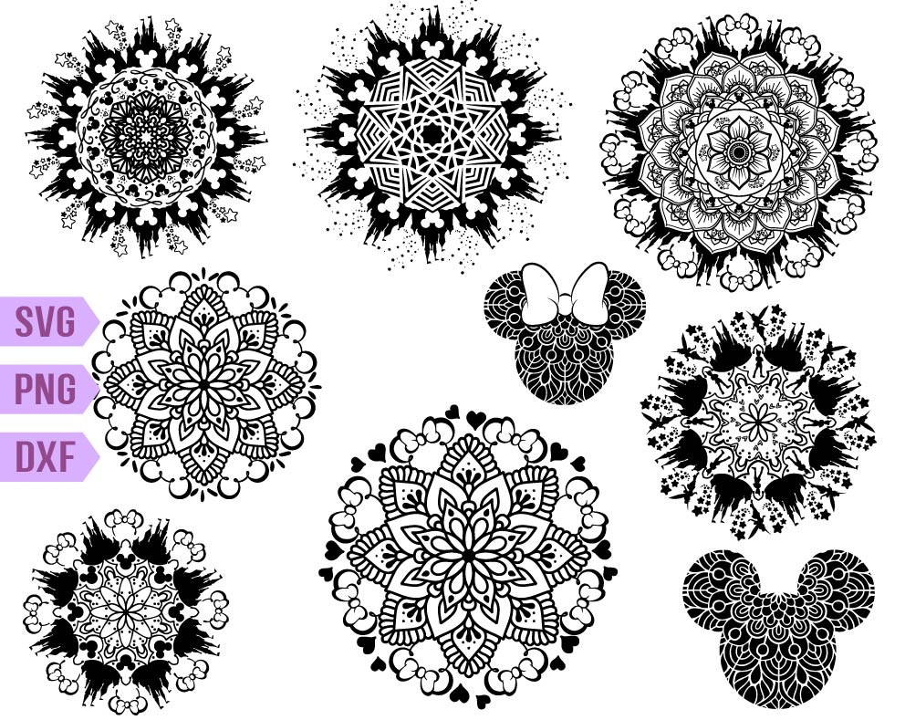 Mickey Mouse and Minnie Svg Mandala, Disney Mandala Silhouet - Inspire ...