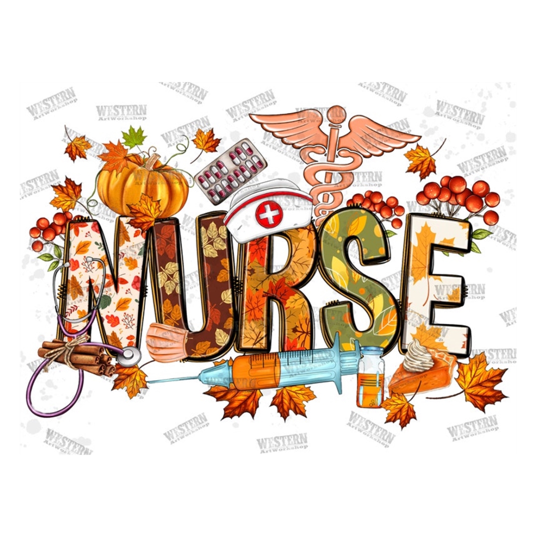 Nurse With Fall Element Png Sublimation Design,fall Nurse Pn - Inspire ...