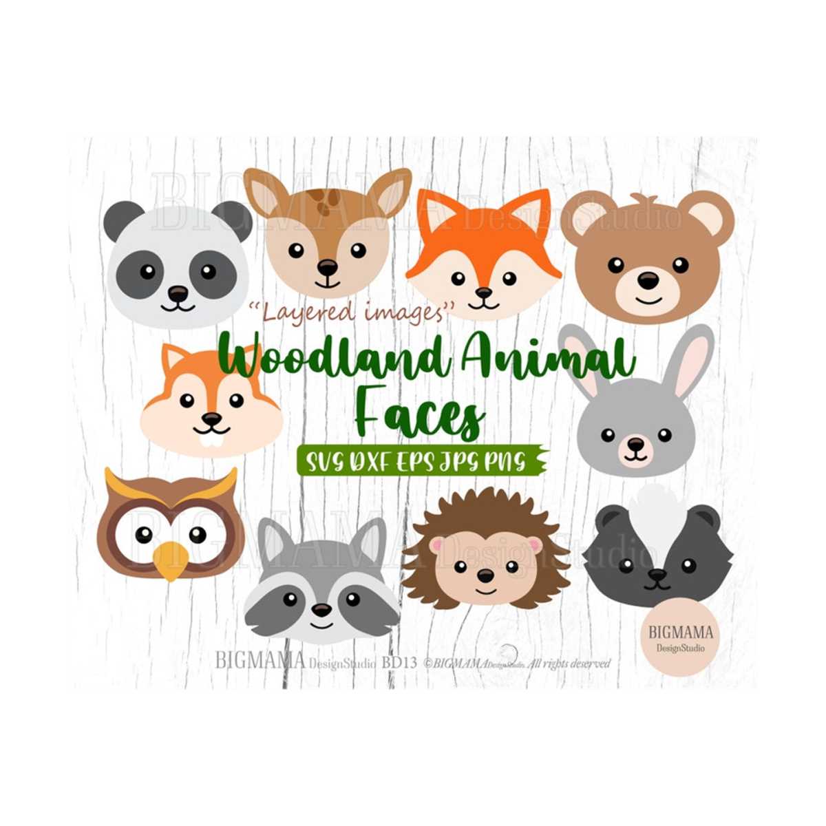 Woodland Animal Face SVG,Cut File,Bundle,Layered,Bear Svg,Fo - Inspire ...