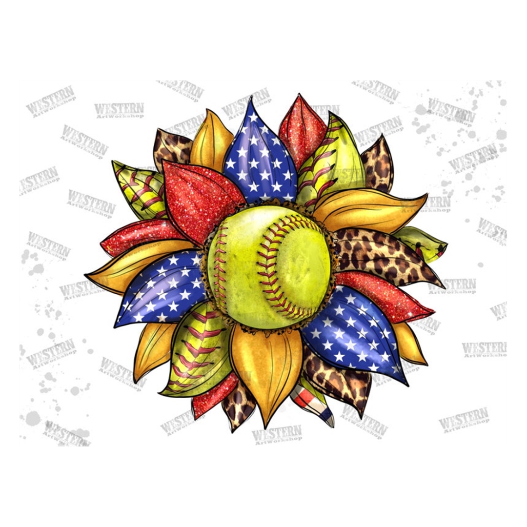American Flag Softball Ball Sunflower Glitter Png, Softball | Inspire ...