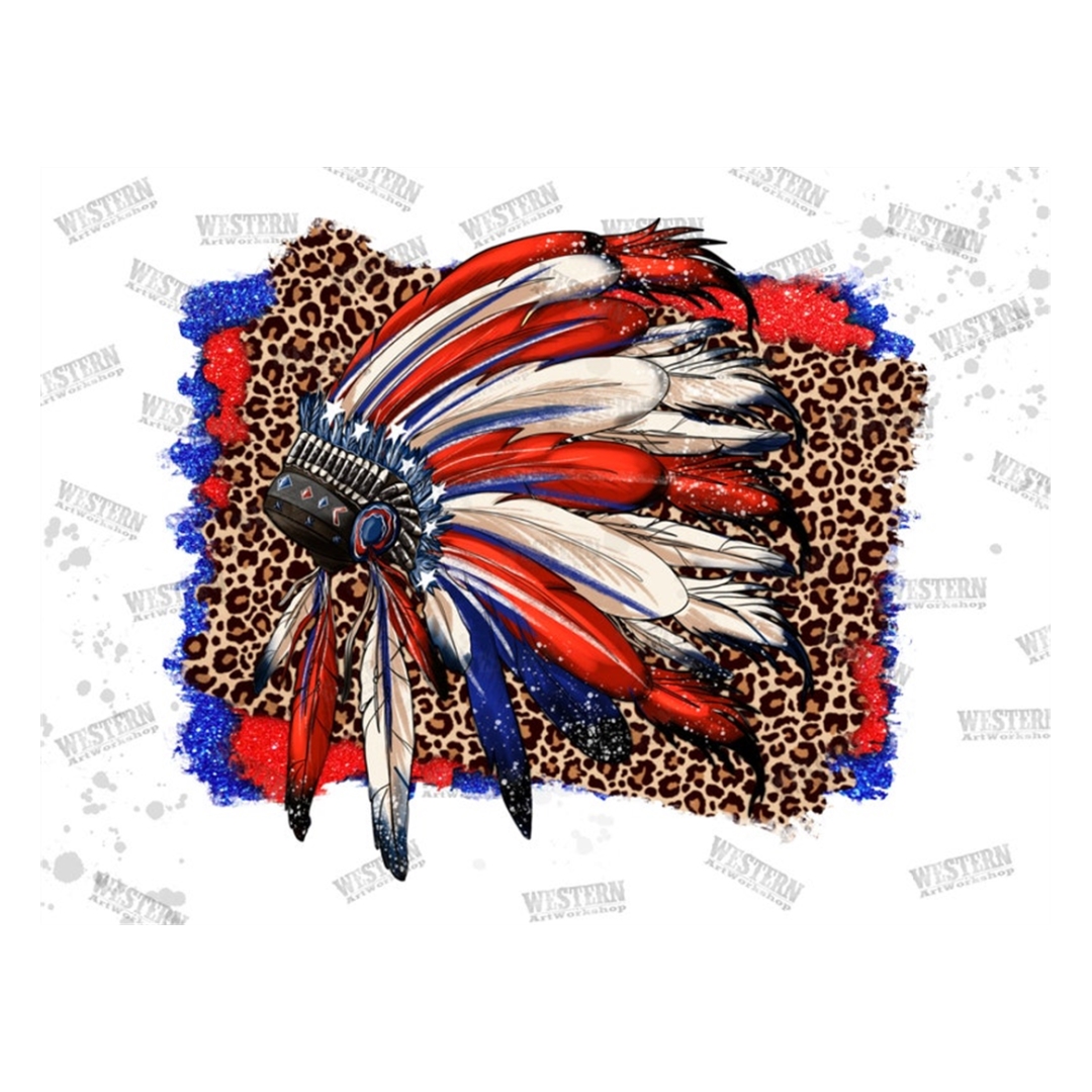 American Flag With Leopard Background Native American Headdr | Inspire ...
