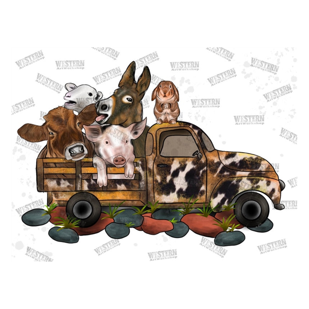 Farm Animal Truck Png, Farmer Design,Farm Watercolor Clipart | Inspire ...