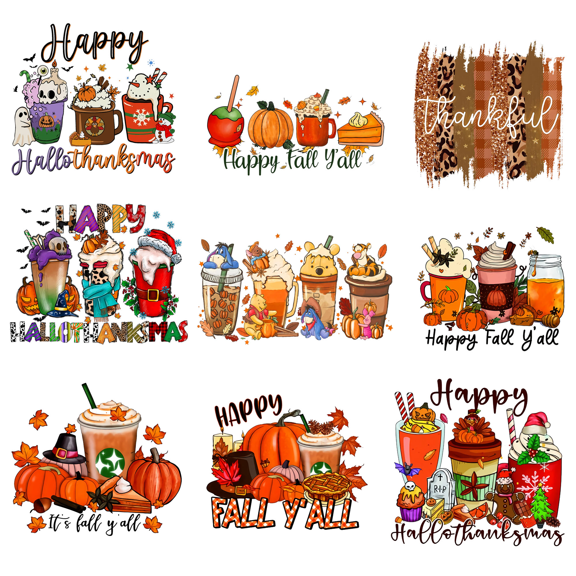 Happy Fall Coffee Bundle Png, Thanksgiving Pumpkin Png, Coff | Inspire ...