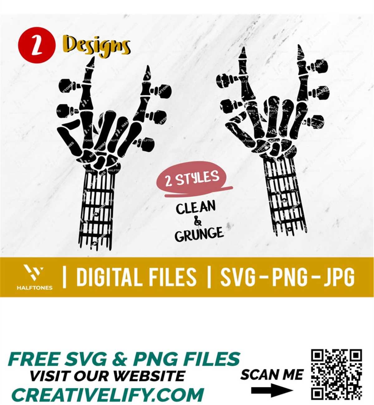 Guitar Skeleton hand svg, music svg, music love svg, grunge | Inspire ...