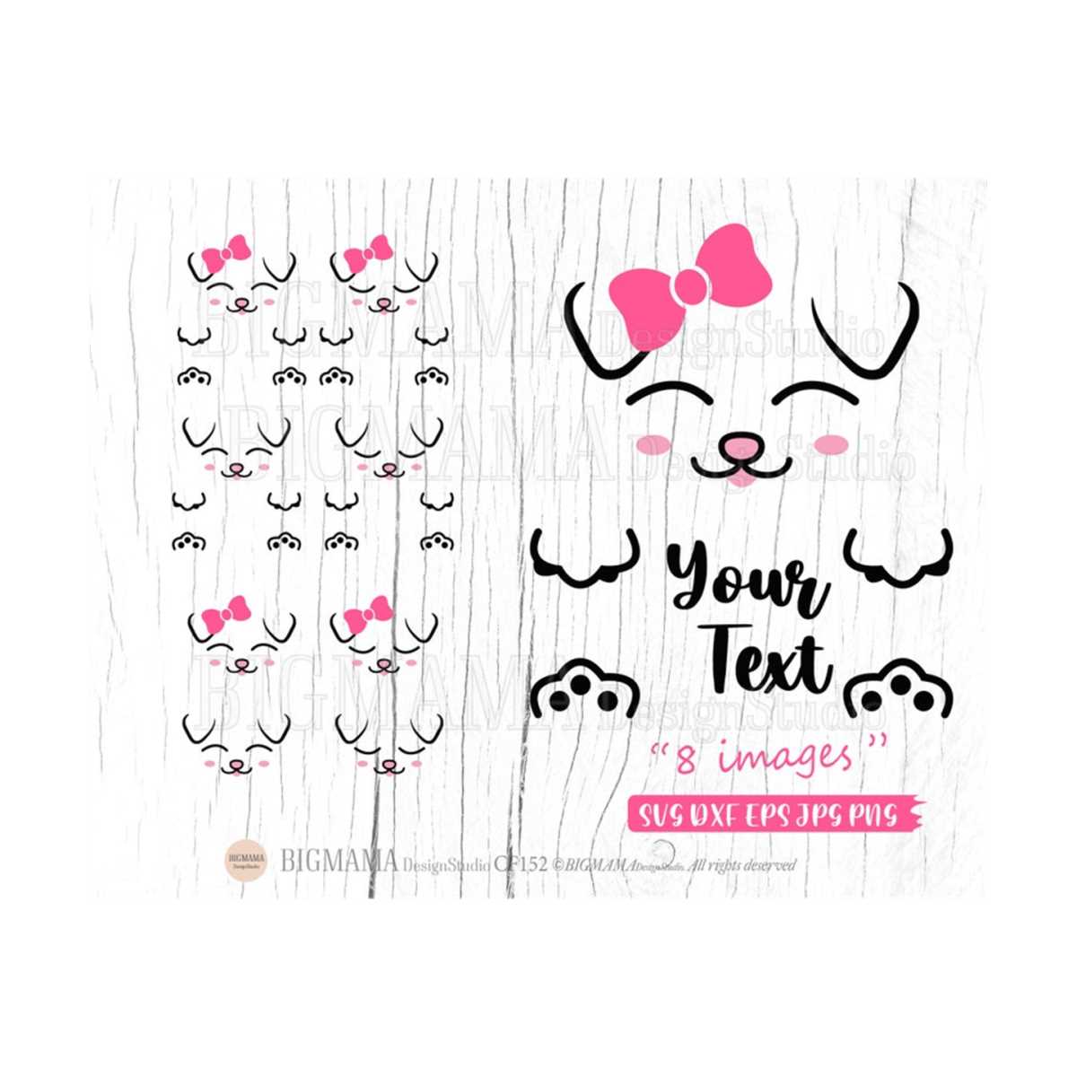 Puppy Face SVG Dog Split Monogram Frame Pet Name Baby Shower Inspire