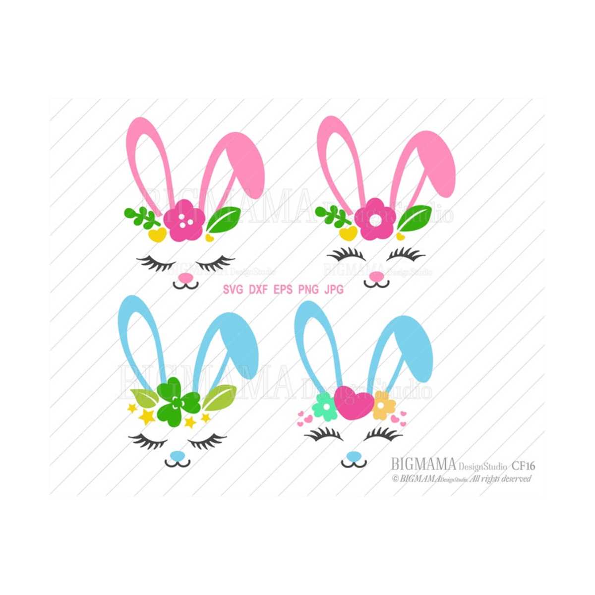 Bunny face SVG,Rabbit face,Easter bunny,DXF,EPS,Vector,Graph | Inspire ...