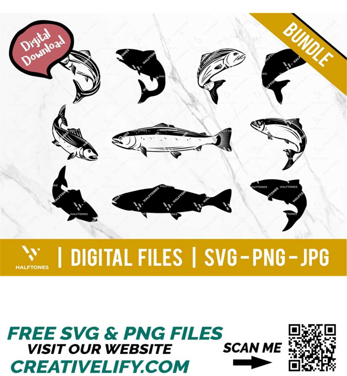 Salmon fishing svg, Salmon Fish Stencil svg, salmon silhouet - Inspire ...