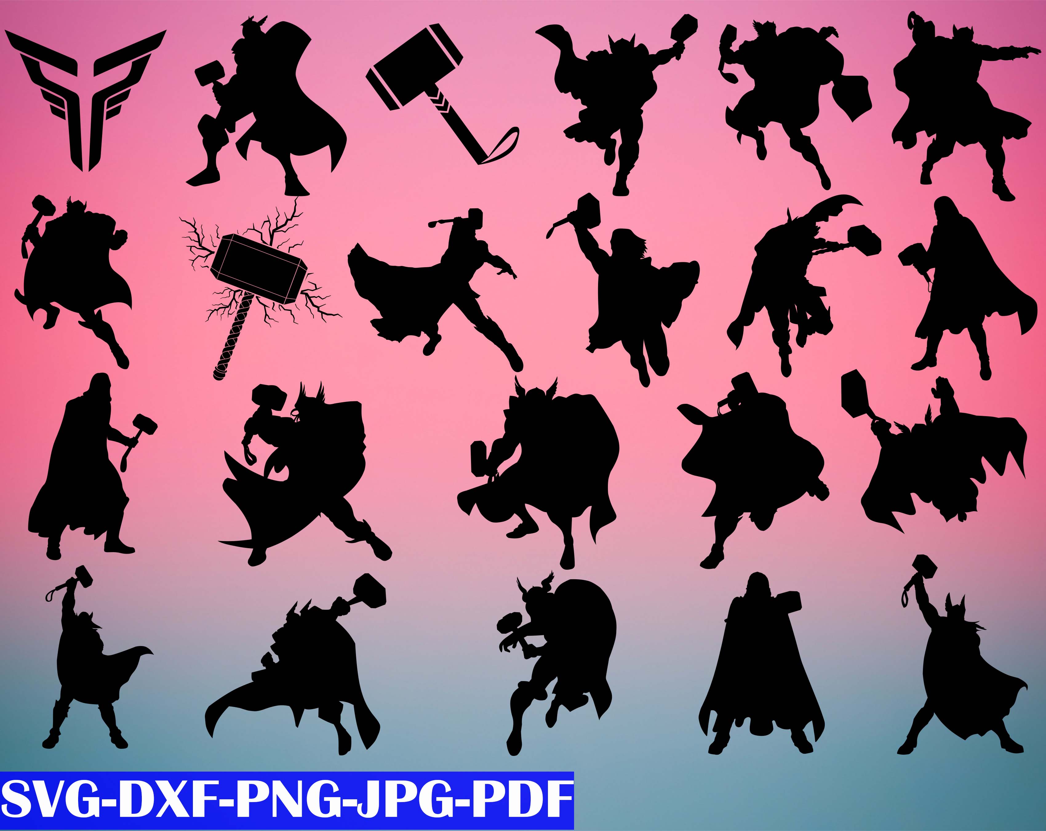 Thor SVG, Bundle Superhero Marvel SVG, PNG, DXF, PDF, JPG,.. | Inspire ...