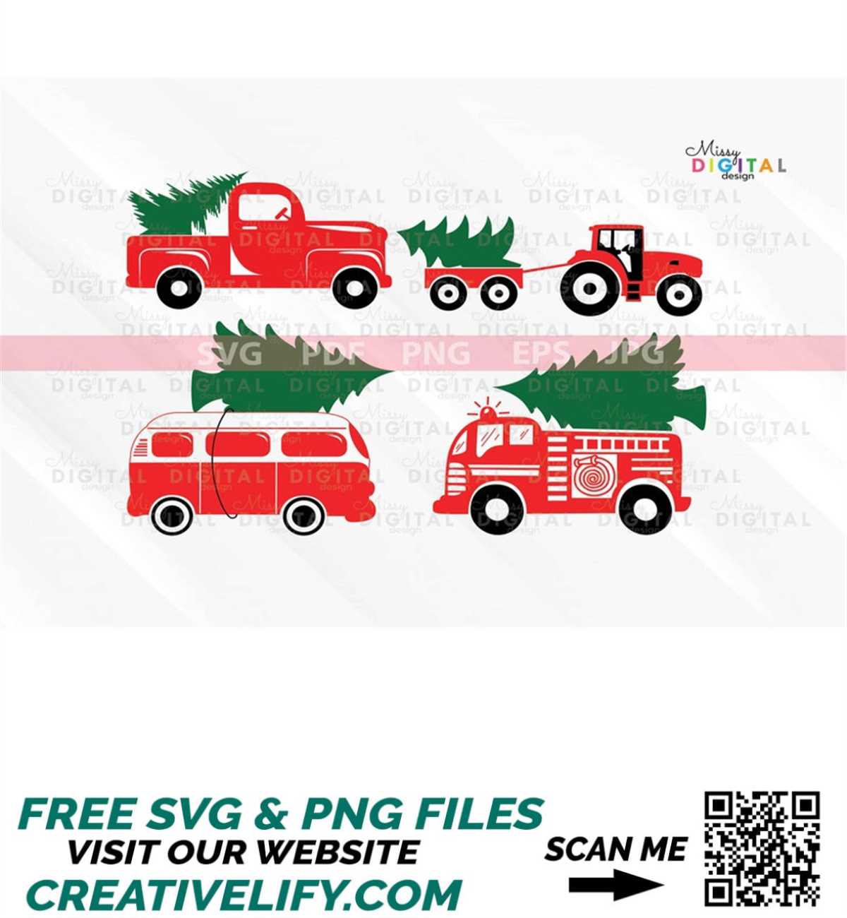 Christmas Tree Truck SVG - Red Pickup Truck with Christmas T | Inspire ...